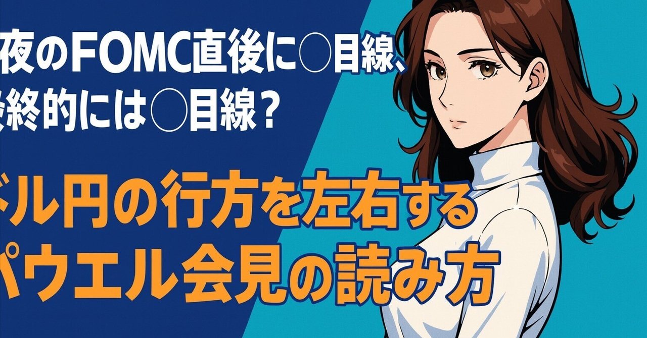 今夜のFOMC直後に 目線、最終的に 目線？ドル円の行方を左右するパウエル会見の読み方｜増田 楓