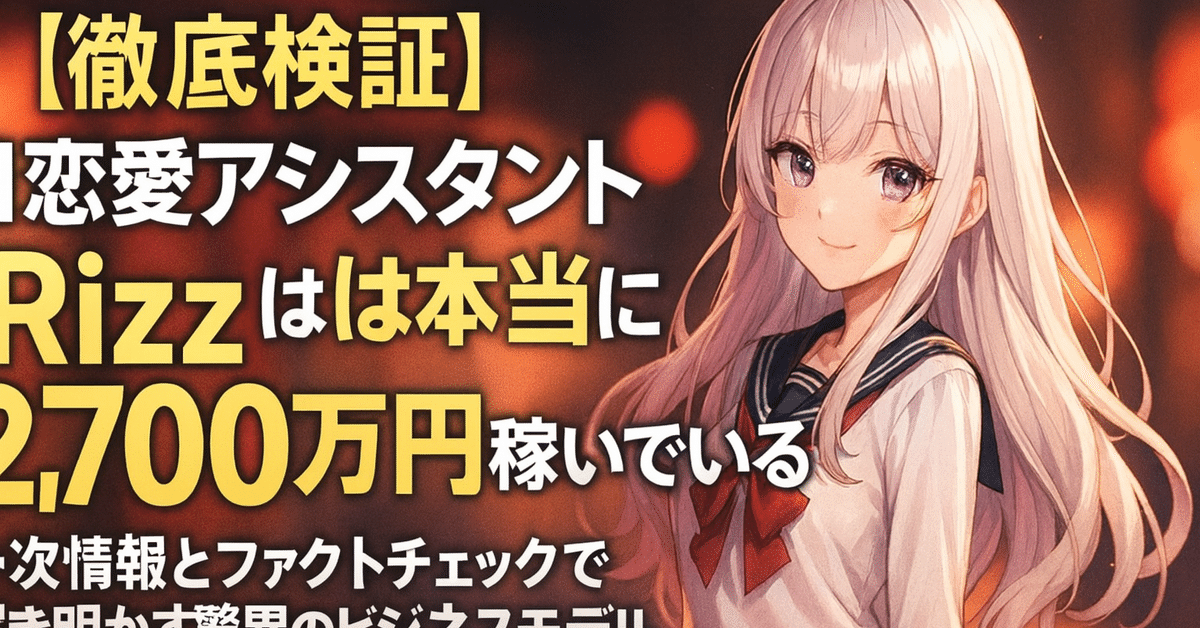 【徹底検証】AI恋愛アシスタント「Rizz」は本当に月2,700万円稼いでいるのか？一次情報とファクトチェックで解き明かす驚異のビジネスモデル｜ChatGPTパンダの知恵袋 AI副業