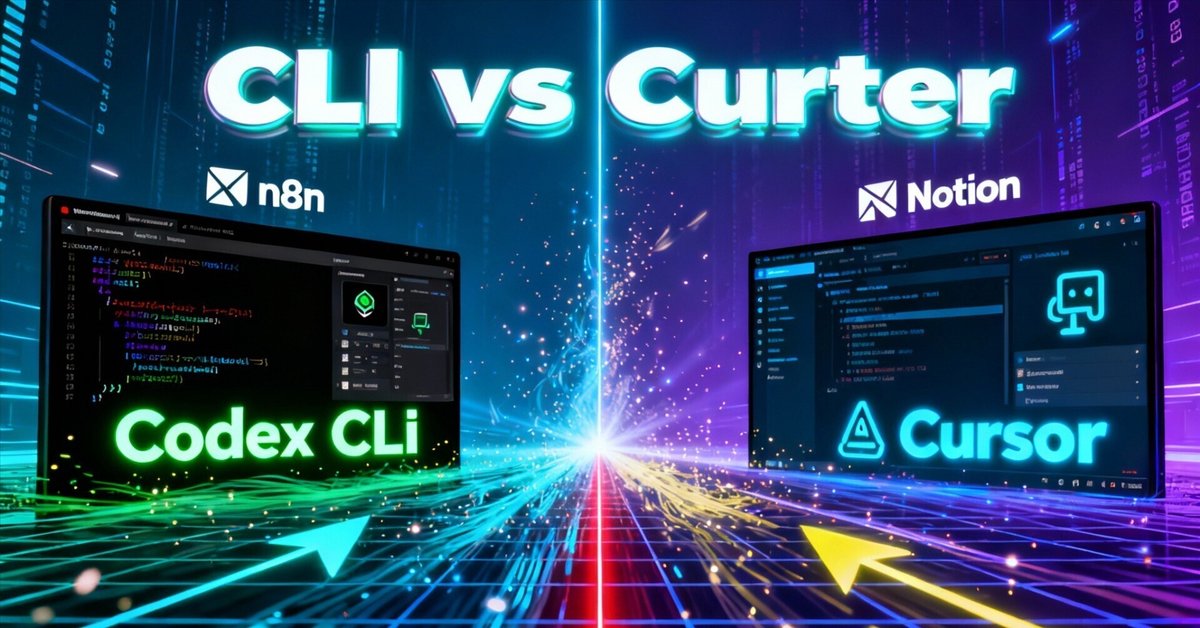 【完全比較】Codex CLI vs Cursor で n8n・Notion を操る！MCP連携の設定方法とメリット・デメリット｜森本洋平のAI大学 ~ヨッピーCH~