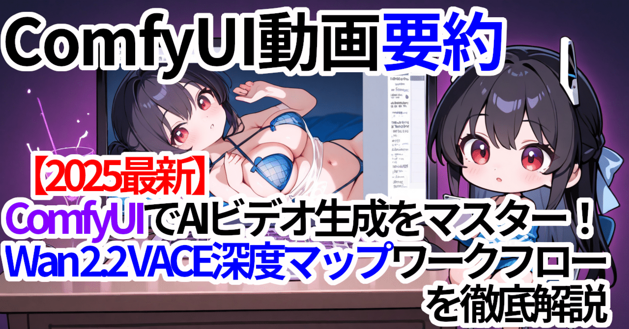 【2025最新】ComfyUIでAIビデオ生成をマスター！ Wan 2.2 VACE深度マップワークフローを徹底解説｜てくあ☕AITECCAFE