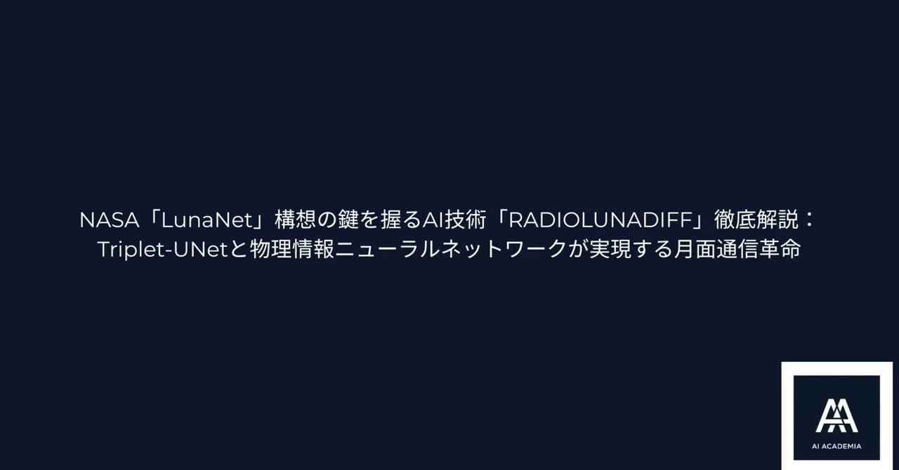 NASA「LunaNet」構想の鍵を握るAI技術「RADIOLUNADIFF」徹底解説：Triplet-UNetと物理情報ニューラル ...