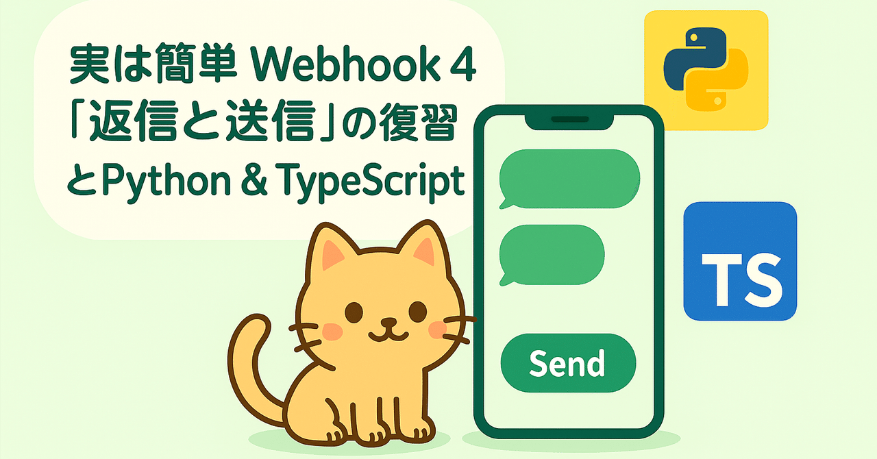 実は簡単 Webhook 4 – 「返信と送信」の復習とPython & TypeScript(Node.js)｜沢蛍