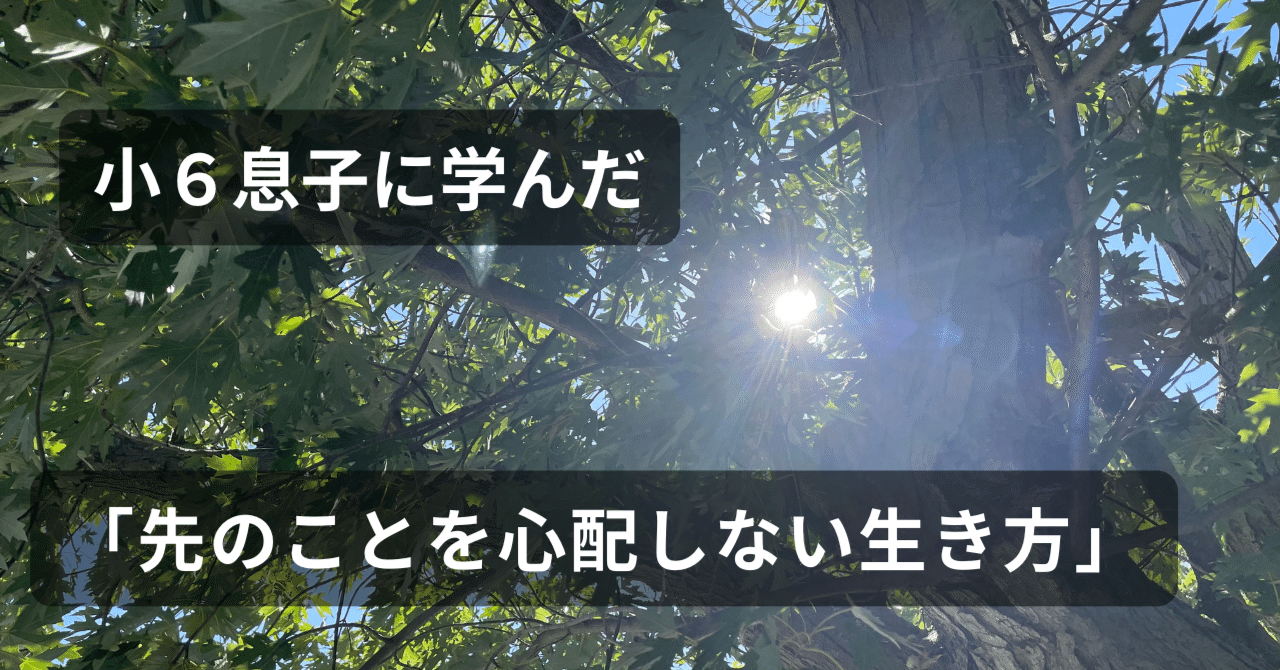 小6息子に学んだ「先のことを心配しない生き方」｜yasugo