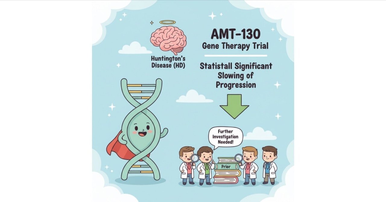 遺伝子治療試験（AMT-130）：初めてヒトでの遺伝子治療がHuntington病（HD）進行を統計学的有意に抑制を示す；だが、以前の深掘りも ...