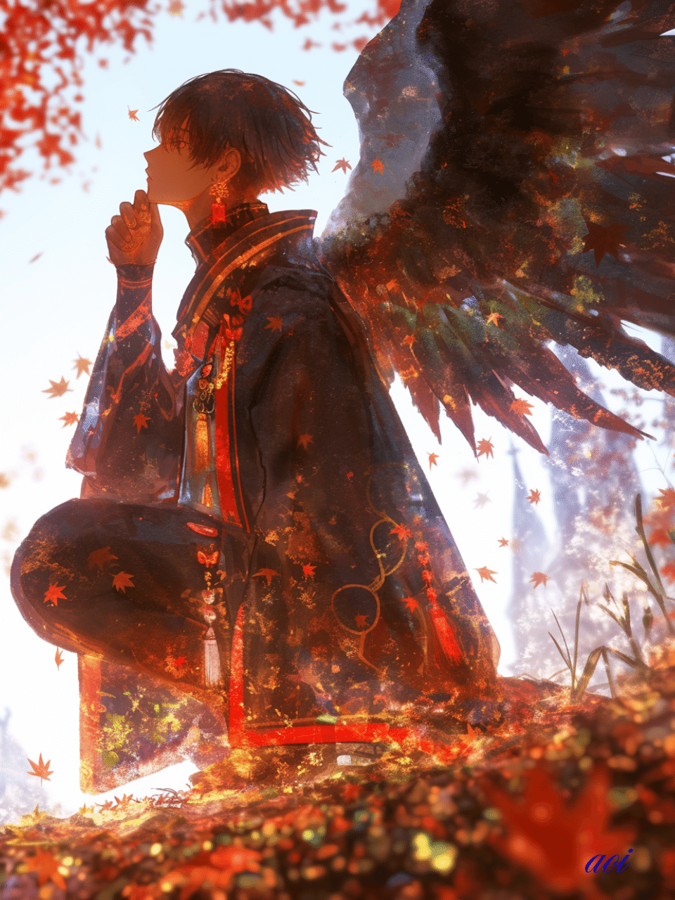 【イラスト販売】紅に染まる堕天の幻想｜aoi_atelier