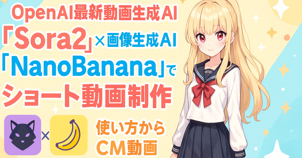 OpenAI最新動画生成AI「Sora2」× 画像生成AI「NanoBanana」でショート動画制作 使い方からCM動画完全フルガイド｜ChatGPTパンダの知恵袋 AI副業