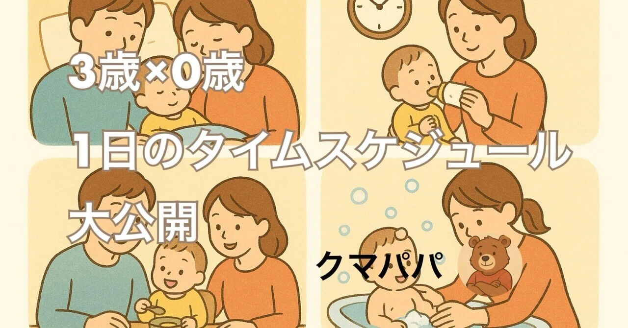 2人育児のリアル|1日のリアルスケジュールを公開｜クマパパ/3歳差2児の父