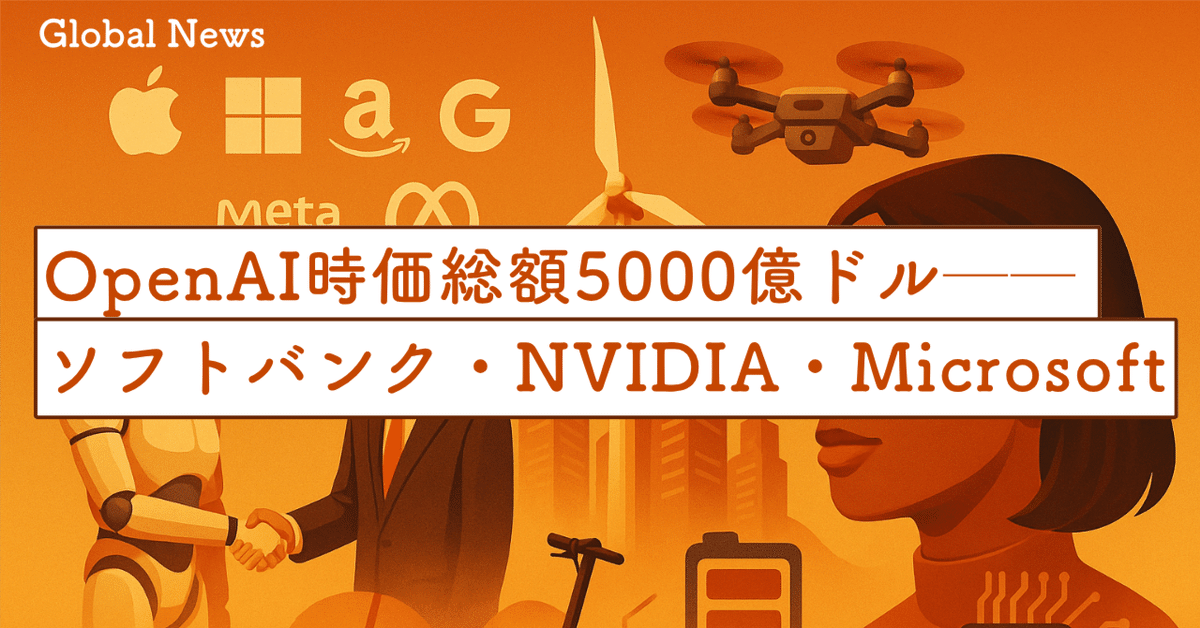 OpenAI時価総額5000億ドル──ソフトバンク・NVIDIA・Microsoftが仕掛ける「AI資本戦争」の全貌｜SecondWave