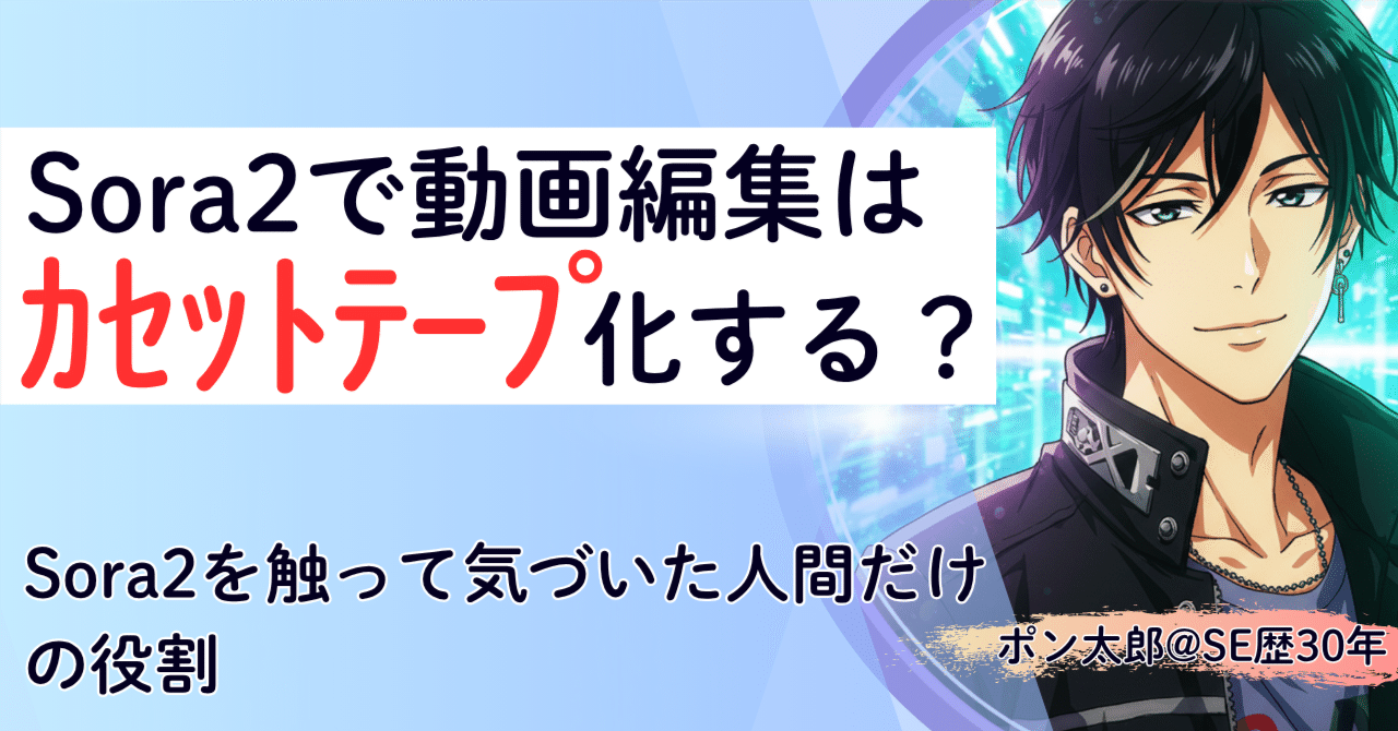 動画生成AI Sora2で動画編集はカセットテープ化する？ ～Sora2を触って気づいた人間だけの役割～｜ポン太郎@SE歴30年