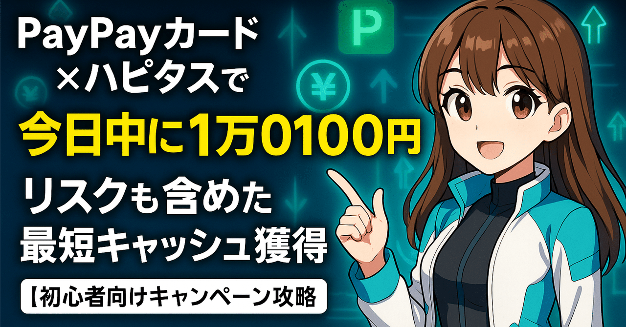 PayPayカード×ハピタスで「今日中に1万0100円」？リスクも含めた最短キャッシュ獲得ロードマップ【初心者向けキャンペーン攻略】｜リツアンSTCの長谷川