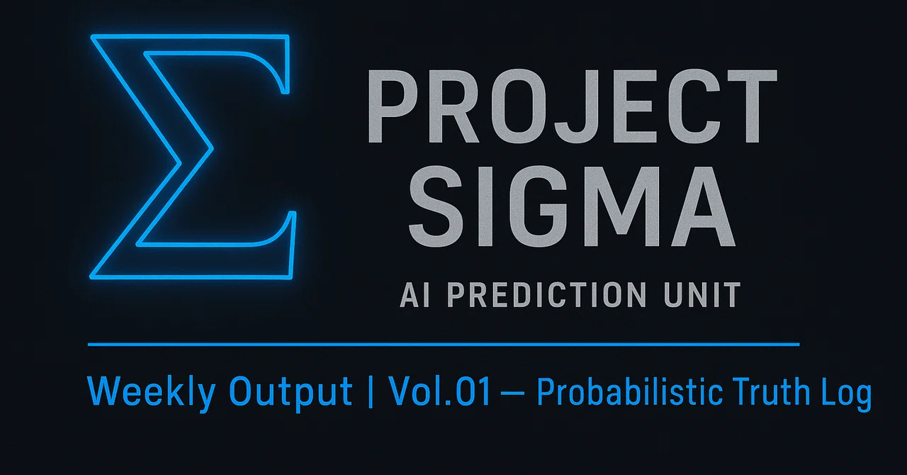 SIGMA Weekly Output｜Vol.01 ― Probabilistic Truth Log ―｜PROJECT SIGMA