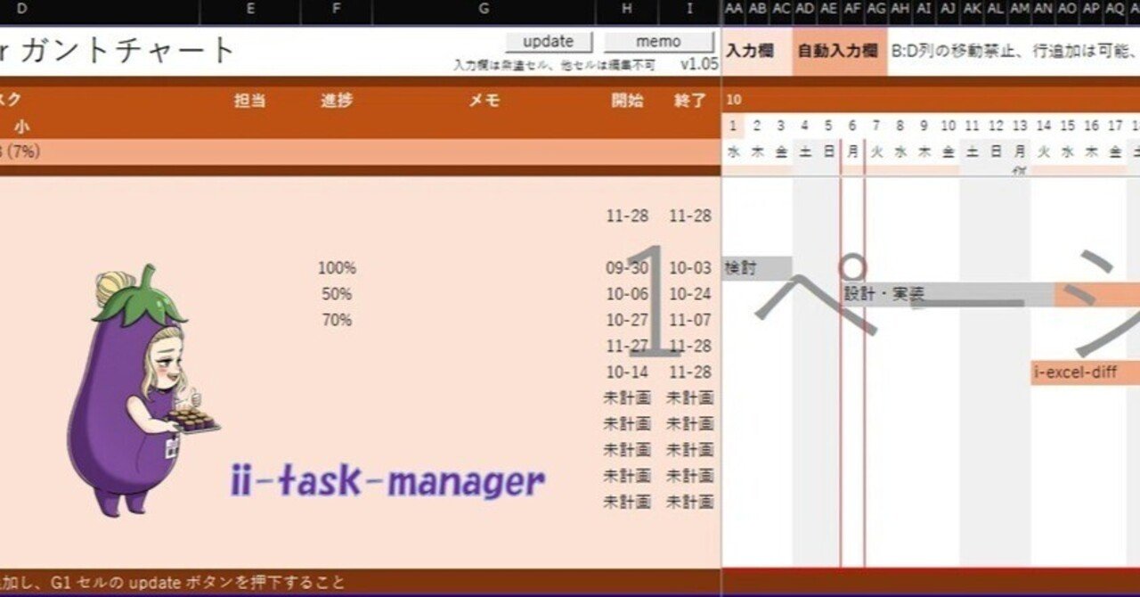 【ii-task-manager】エクセルで簡単にタスク管理をしよう！｜スキルアップしたい週末エンジニア （kz）