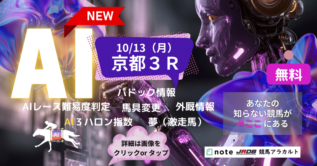 10/13（月）京都3R AI予想 ｜JRDB 競馬アラカルト