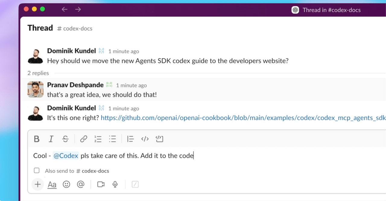 Codex の新機能 - Codex in Slack ・ Codex SDK ・ 新しい管理ツール｜npaka