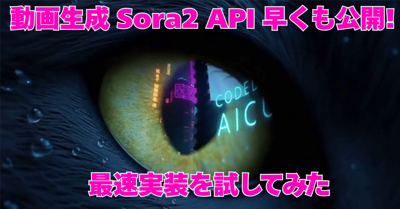 動画生成 Sora2 API 早くも公開!｜AICU