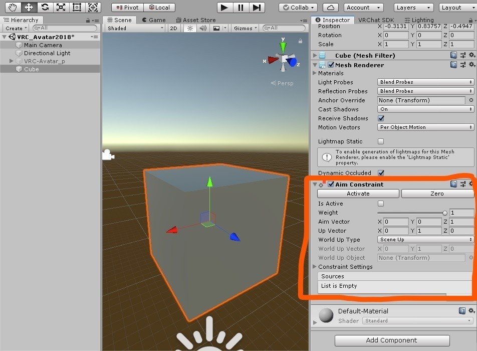 Unity2018のVRCでConstraintを使おう(初心者向け)｜Beryllin