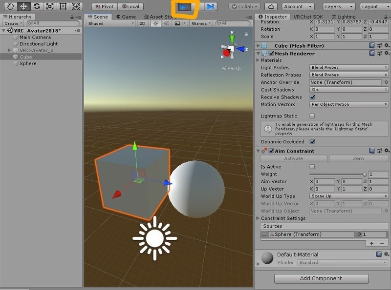 Unity2018のVRCでConstraintを使おう(初心者向け)｜Beryllin
