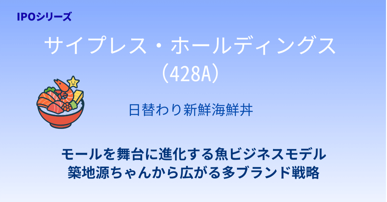 🔹IPOシリーズ【2025年10月8日上場】サイプレス・ホールディングス（428A） 中央卸売市場ネットワークを武器にした多業態展開｜宇佐見聖果 -エクイティリサーチ専門