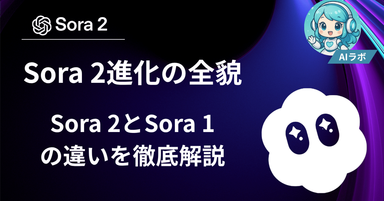 【完全比較】Sora 2とSora 1の違いを徹底解説｜進化の全貌を明らかに｜AIラボ｜あいラボちゃん