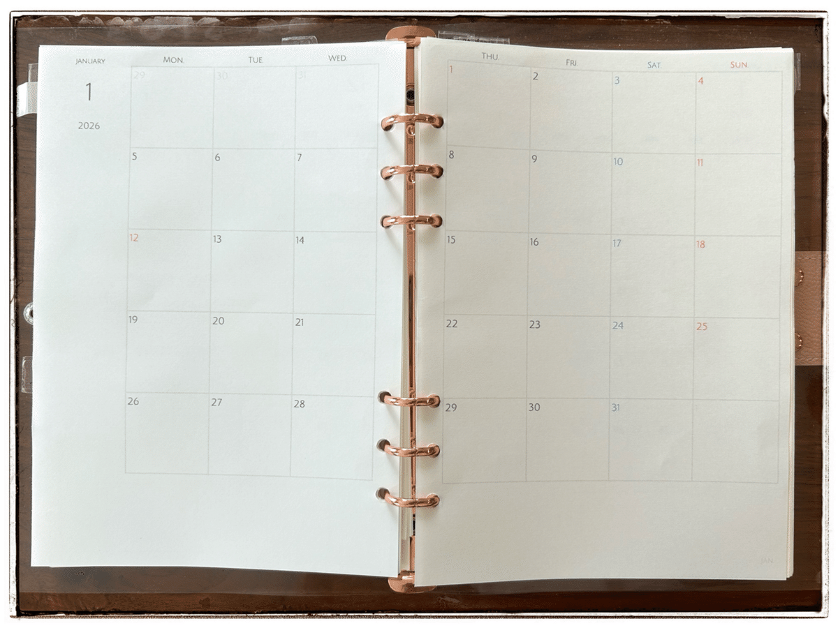 【フリーダウンロード】A5サイズのマンスリー 2026年 手帳リフィル｜saki_note