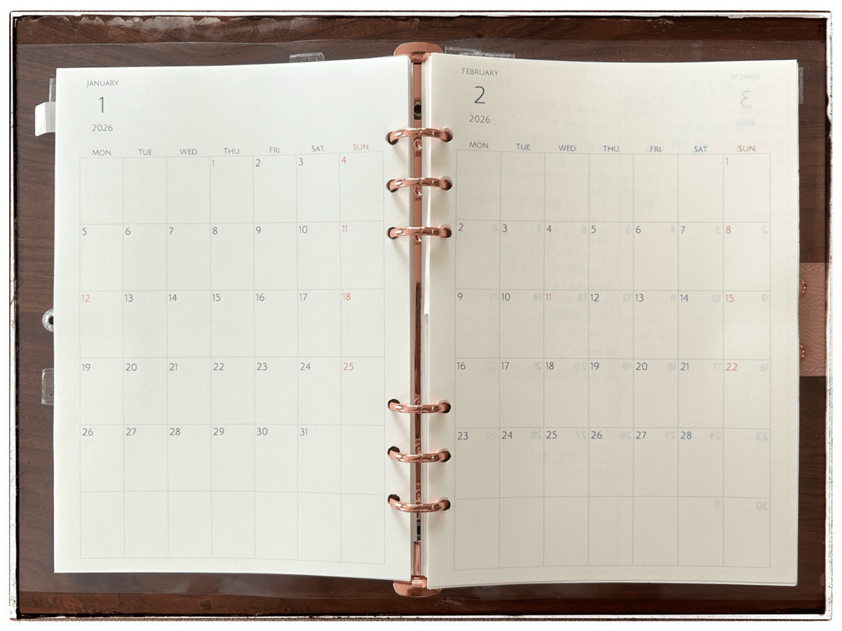 【フリーダウンロード】A5サイズのマンスリー 2026年 手帳リフィル｜saki_note