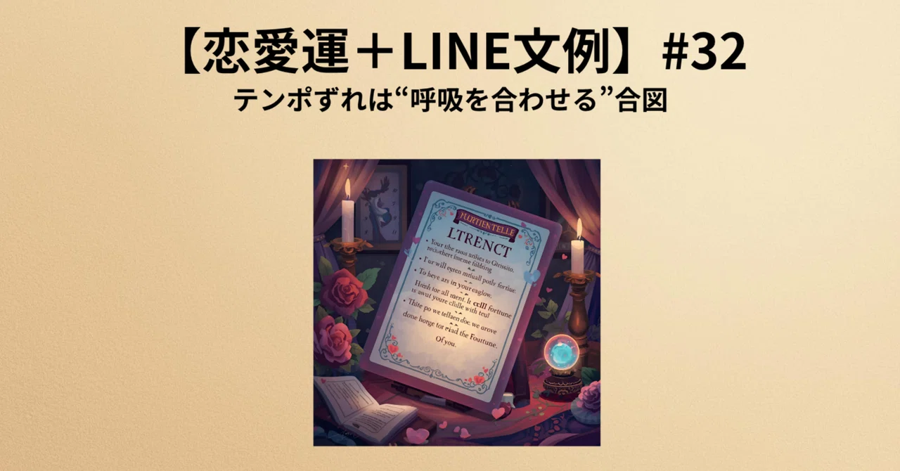 【恋愛運＋LINE文例】#32｜テンポずれは“呼吸を合わせる”合図｜キュンGoさん