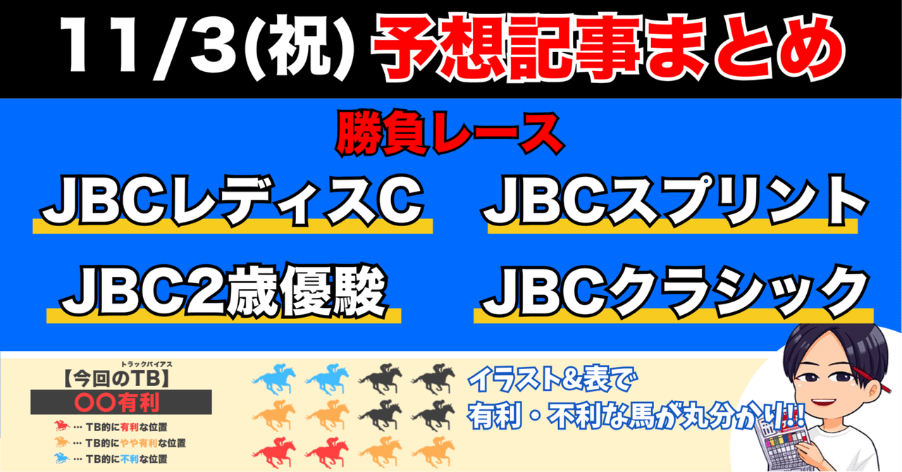 11/3(祝) JBC4競走&勝負レースまとめ｜アキラ｜トラックバイアス