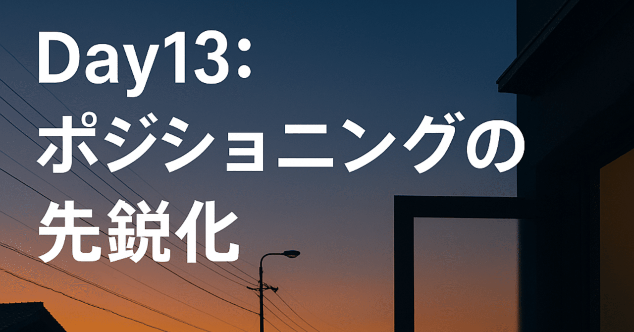 中谷健一、生成AIでWebマーケティングを学ぶ｜Day13：ポジショニングの先鋭化——AIの入り口をつくる理論｜portfolio of AI writing 中谷健一
