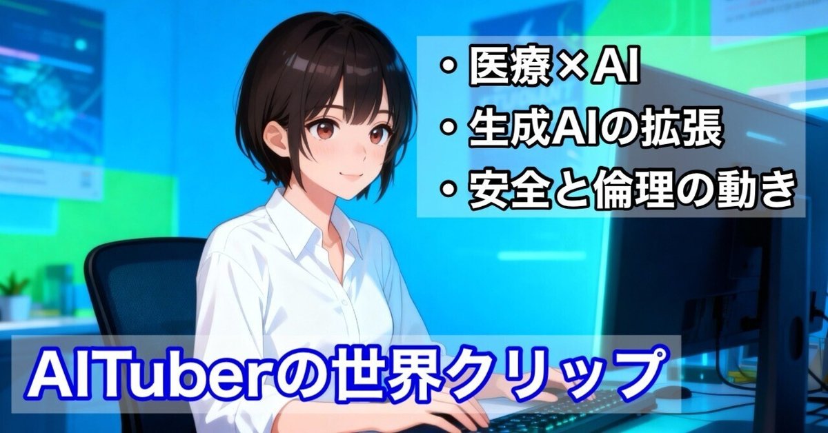 今日のAIは"実装フェーズ"へ：医療・生成AI・半導体・政策をnoteで読む【AITuberの世界クリップ】｜アイノミライ【AITuber】