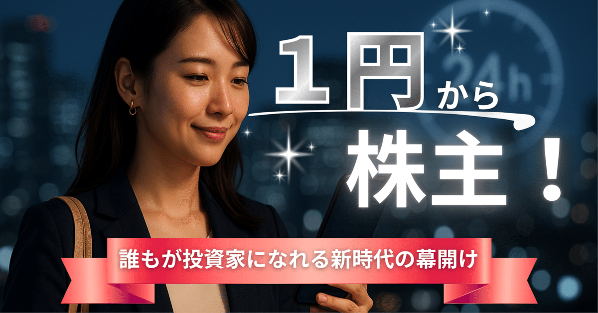 「1円から株主！」誰もが投資家になれる新時代の幕開け｜小川竜一 / Ryuichi Ogawa