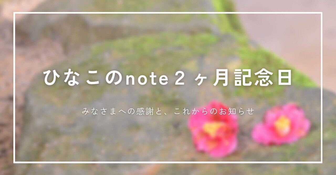 【ひなこのnote2ヶ月記念日】みなさまへの感謝と、これからのお知らせ｜ひなこ