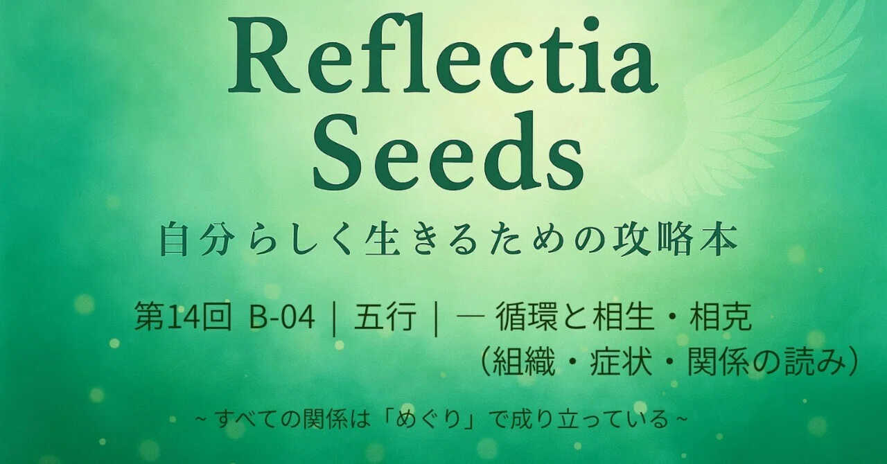 🌿 Reflectia Seeds B-04｜五行 ― 循環と相生・相克（組織・症状・関係の読み）｜ともるナース｜人と場を整える社労士ナース。