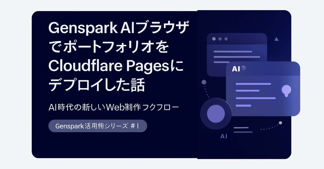 Genspark AIブラウザでポートフォリオをCloudflare Pagesにデプロイした話―AI時代の新しいWeb制作ワークフロー｜hantani