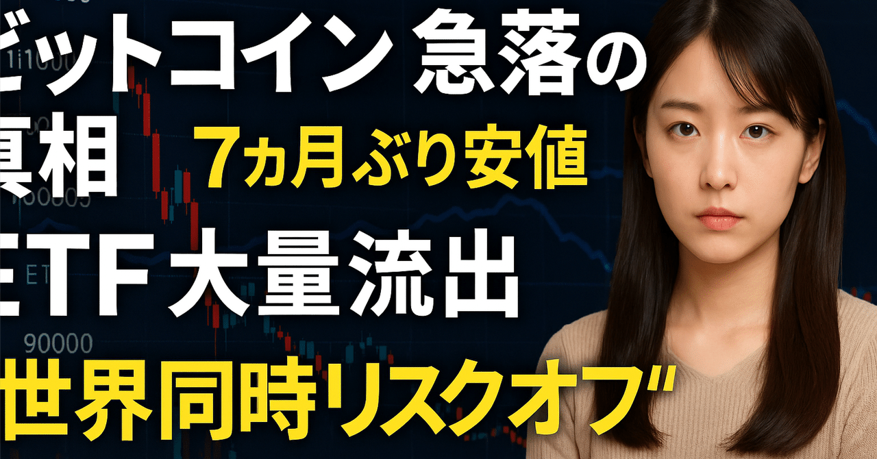 ビットコイン急落の真相──7カ月ぶり安値とETF大量流出が引き起こした“世界同時リスクオフ”**｜世界一高配当ETF「TSYY」1万9000株持ってるマン