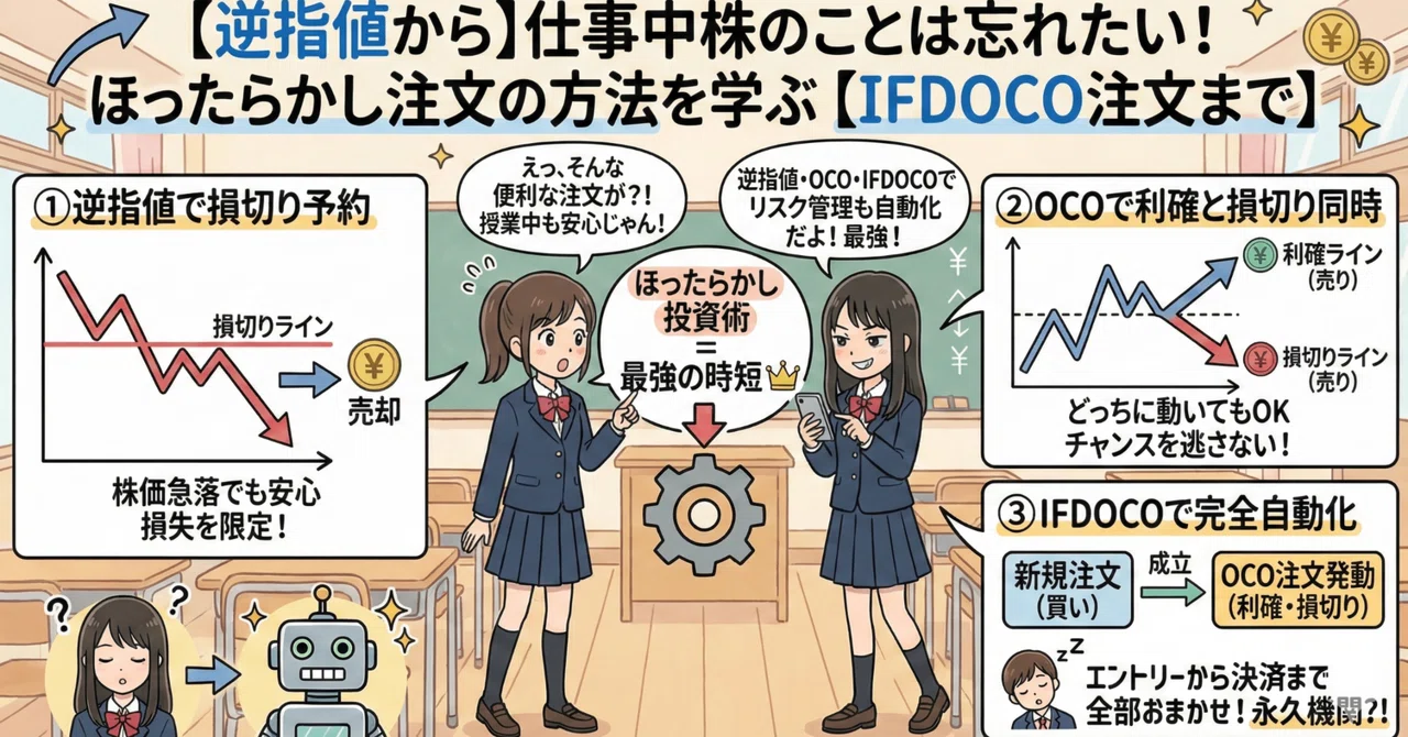 【逆指値から】仕事中株のことは忘れたい！ほったらかし注文の方法を学ぶ 【IFDOCO注文まで】｜gogoni