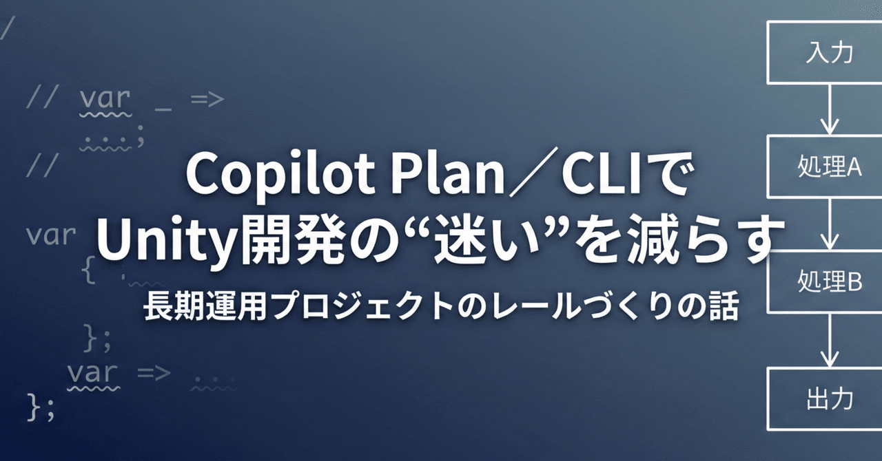 GitHub Copilotの Plan Mode／CLIで、Unityゲーム開発の「迷い」と「手戻り」を減らした話｜Taku