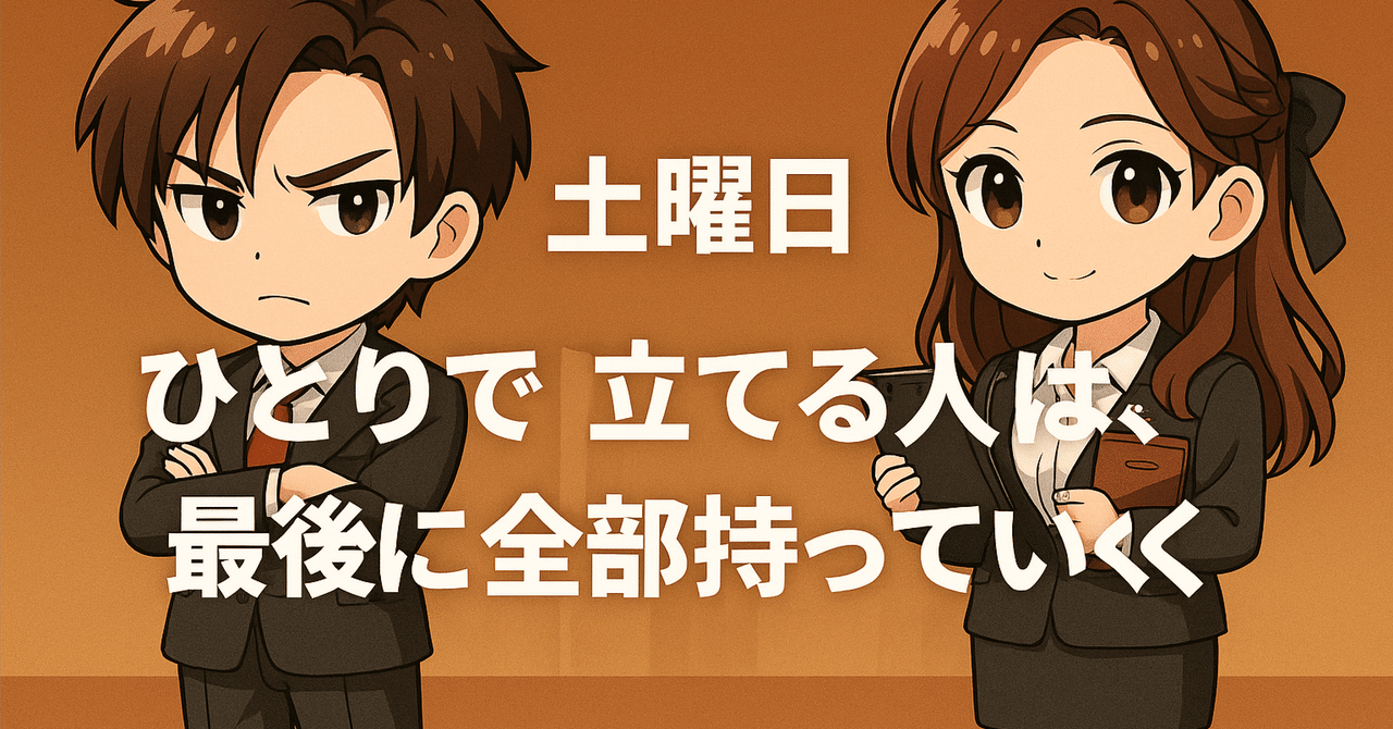 【メンバーシップ】土曜日：第5話**ひとりで立てる人は、最後に全部持っていく──現代の“孤独力”という武器**｜もとき