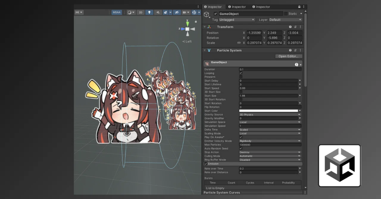 Unityパーティクルシステムの全機能を確認する【私的備忘録】｜🦆🦌🟥🟧🟨⬜