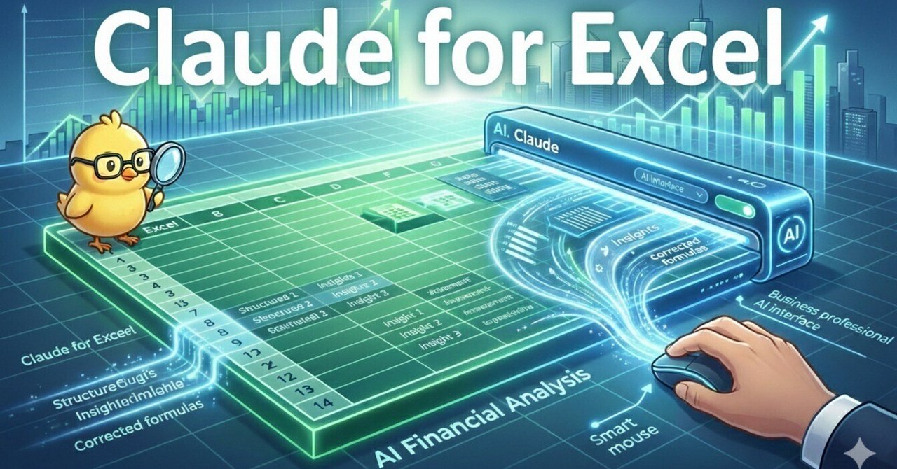 Claude for Excel：AIがスプレッドシートの相棒になる日 ～金融分析からエラー修正まで、Excel作業が劇的に変わる～｜piyo_feed🐤｜ピヨフィード