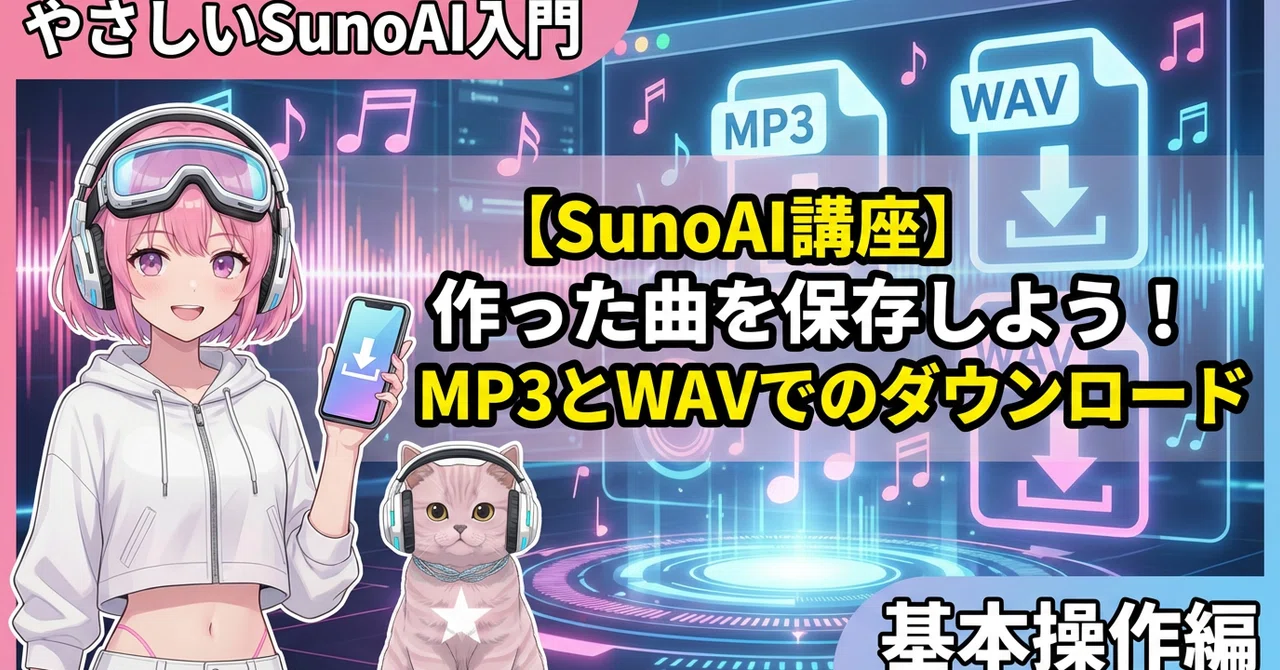【SunoAI講座】 作った曲を保存しよう！MP3とWAVでのダウンロード：基本操作編｜【サトシのAI講座】60代からでもできる！AIで月5万 ...