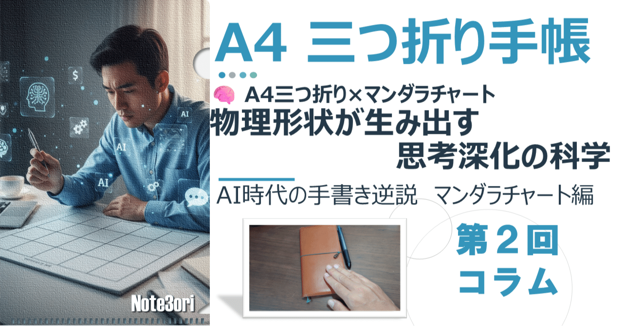🧠 A4三つ折り×マンダラチャート: 物理形状が生み出す思考深化の科学｜Note3ori