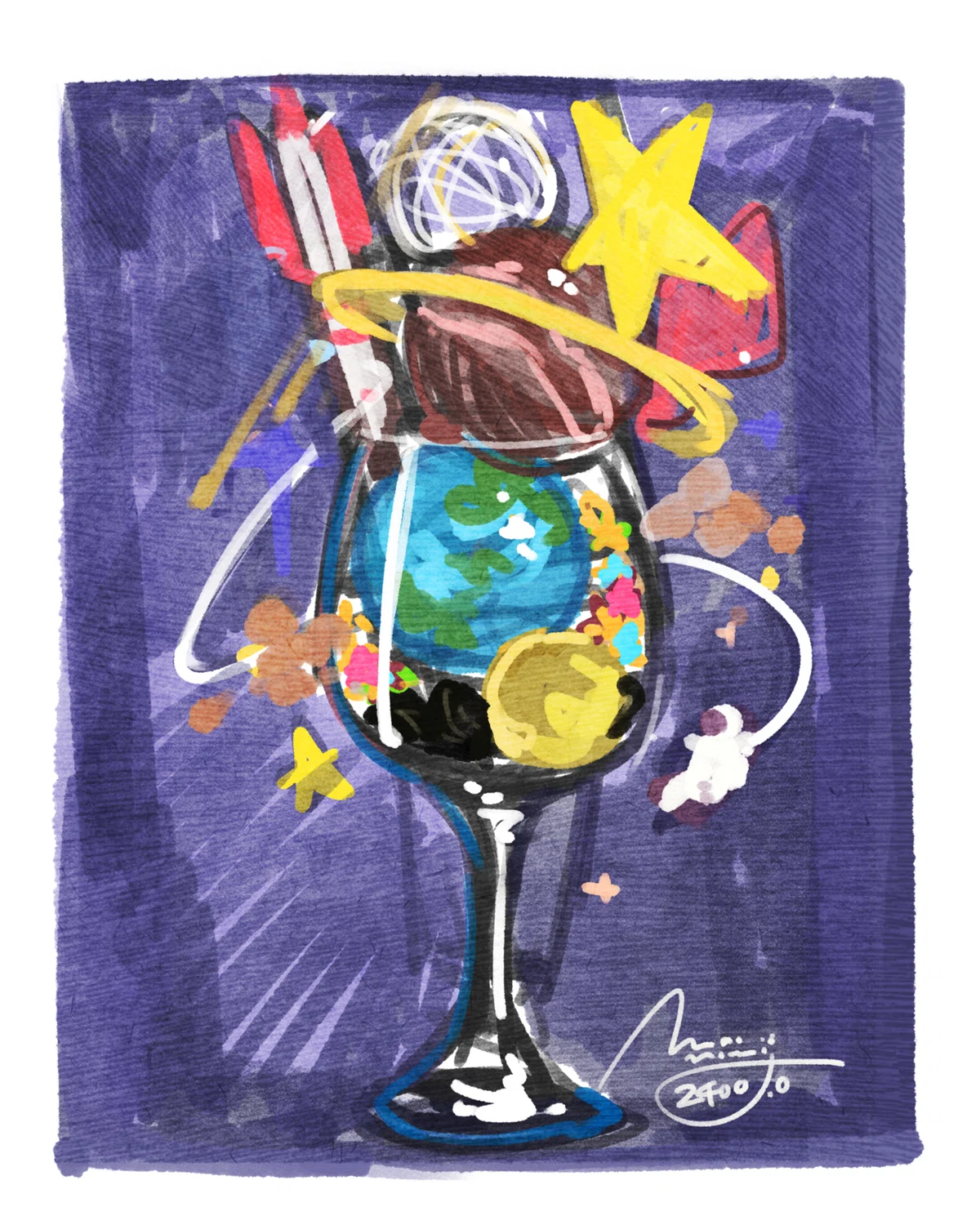 『#DAY2400.0:銀河のパフェ（1）/Galaxy Parfait (1)』｜もみじ真魚/MaoMomiji