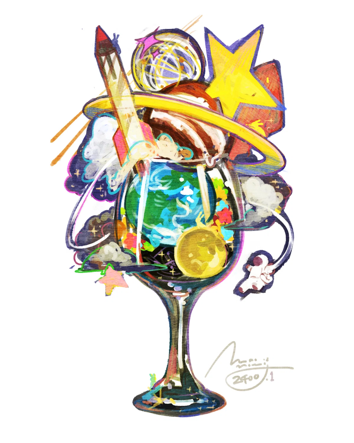 『#DAY2400.1:銀河のパフェ（2）/Galaxy Parfait (2)』｜もみじ真魚/MaoMomiji
