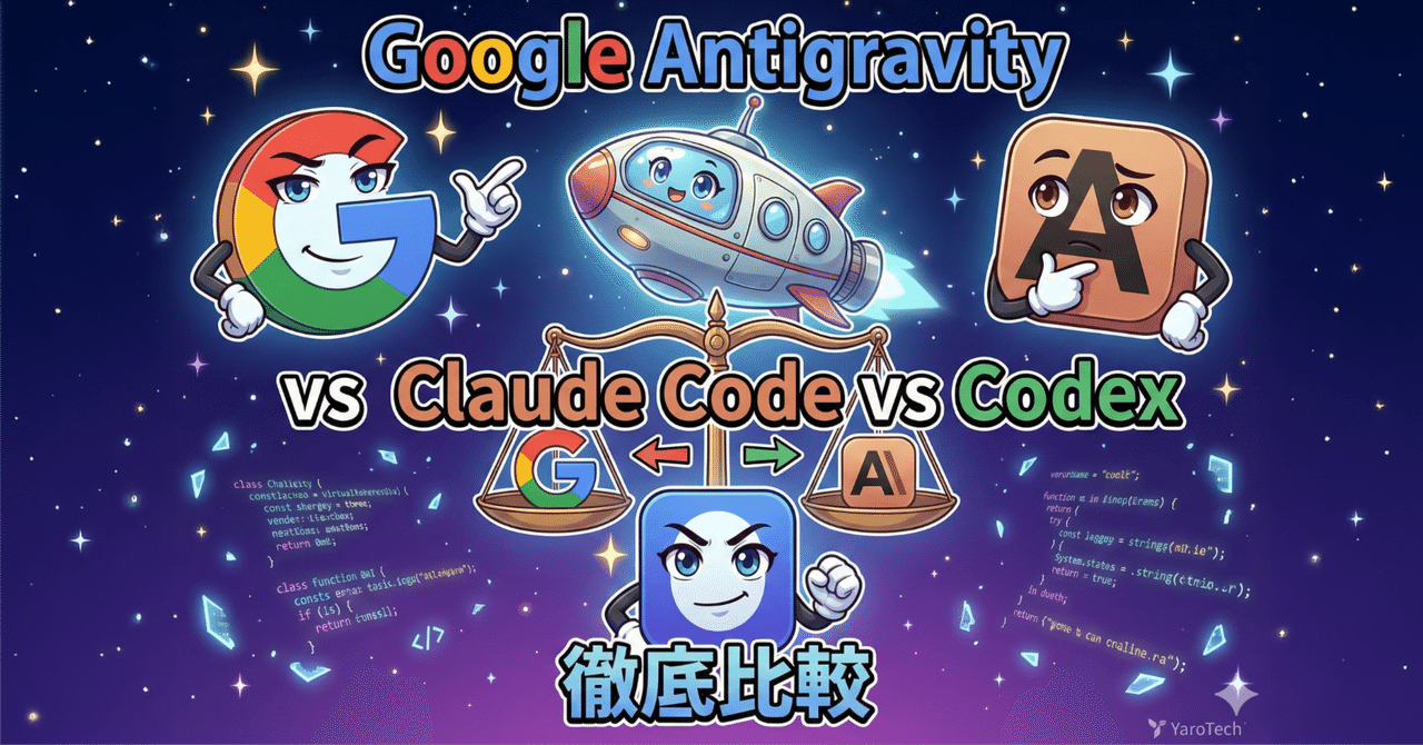 Googleの新AIエージェント「Antigravity」とは？Claude Code・Codexと徹底比較【Day147試用予告つき ...