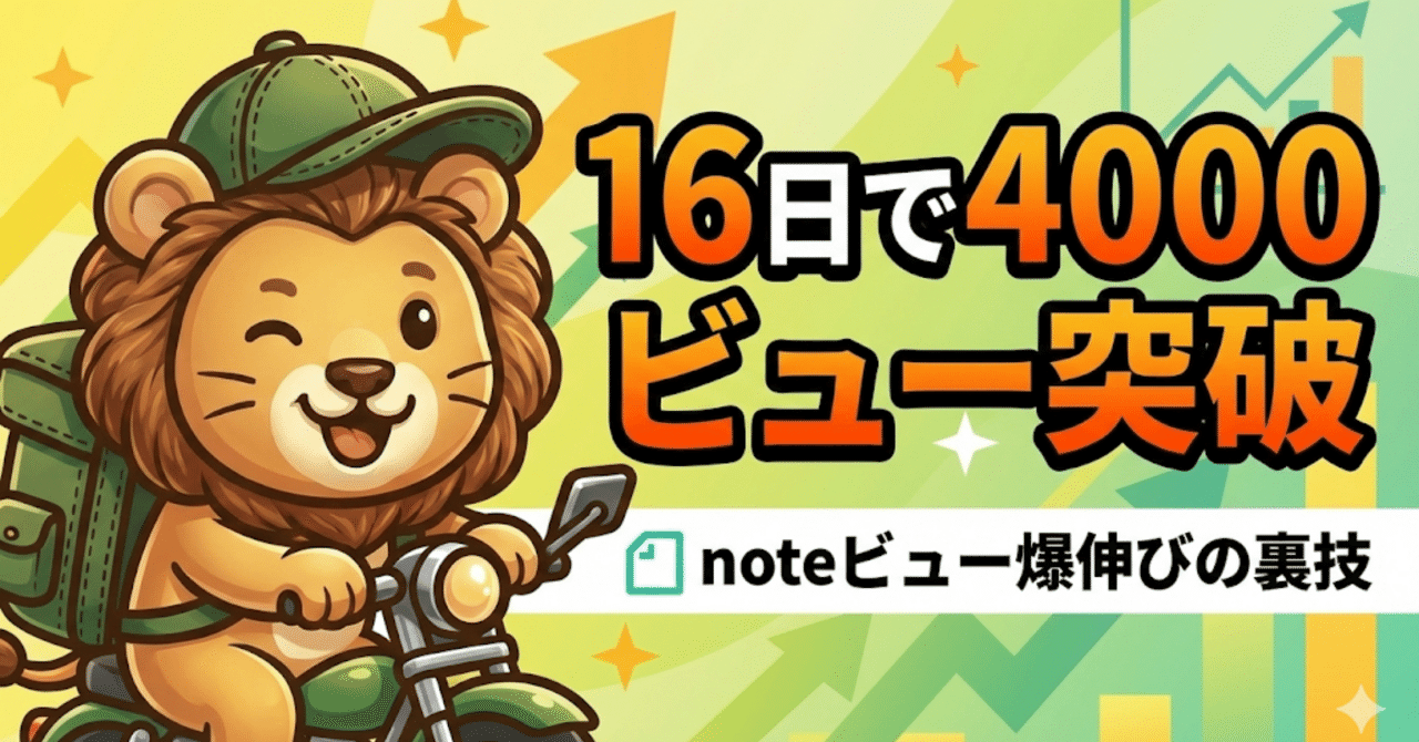たった16日で4000ビュー突破。初心者でも再現できる noteビュー爆伸びの裏技｜りょう｜田舎ミニマリスト×SNS×note