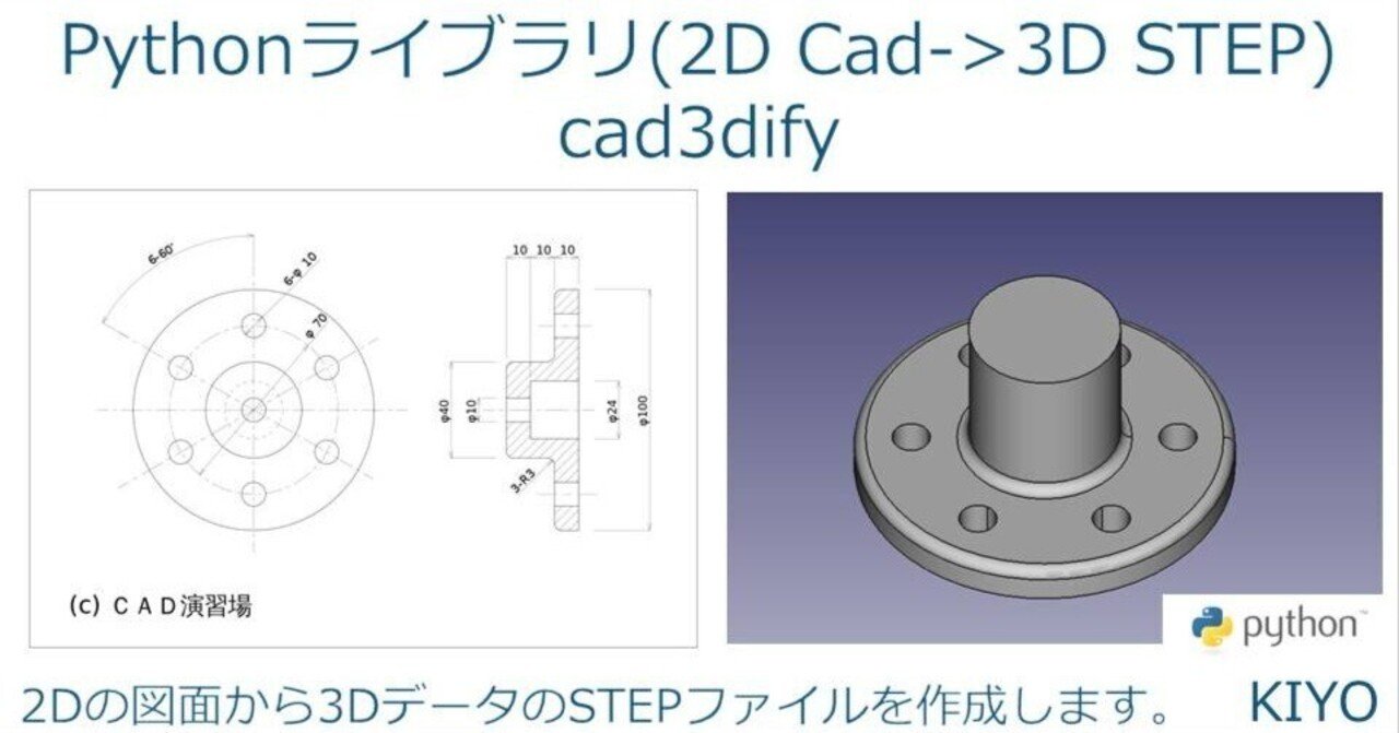 Pythonライブラリ（2DCAD->3D STEP）：cad3dify｜KIYO