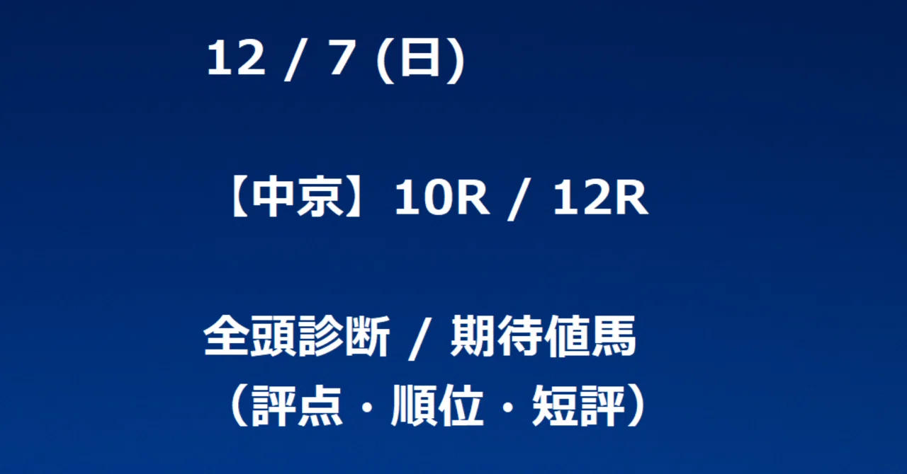 12 / 7 (日)【中京】10R / 12R 全頭診断｜Blood Code ｜血統