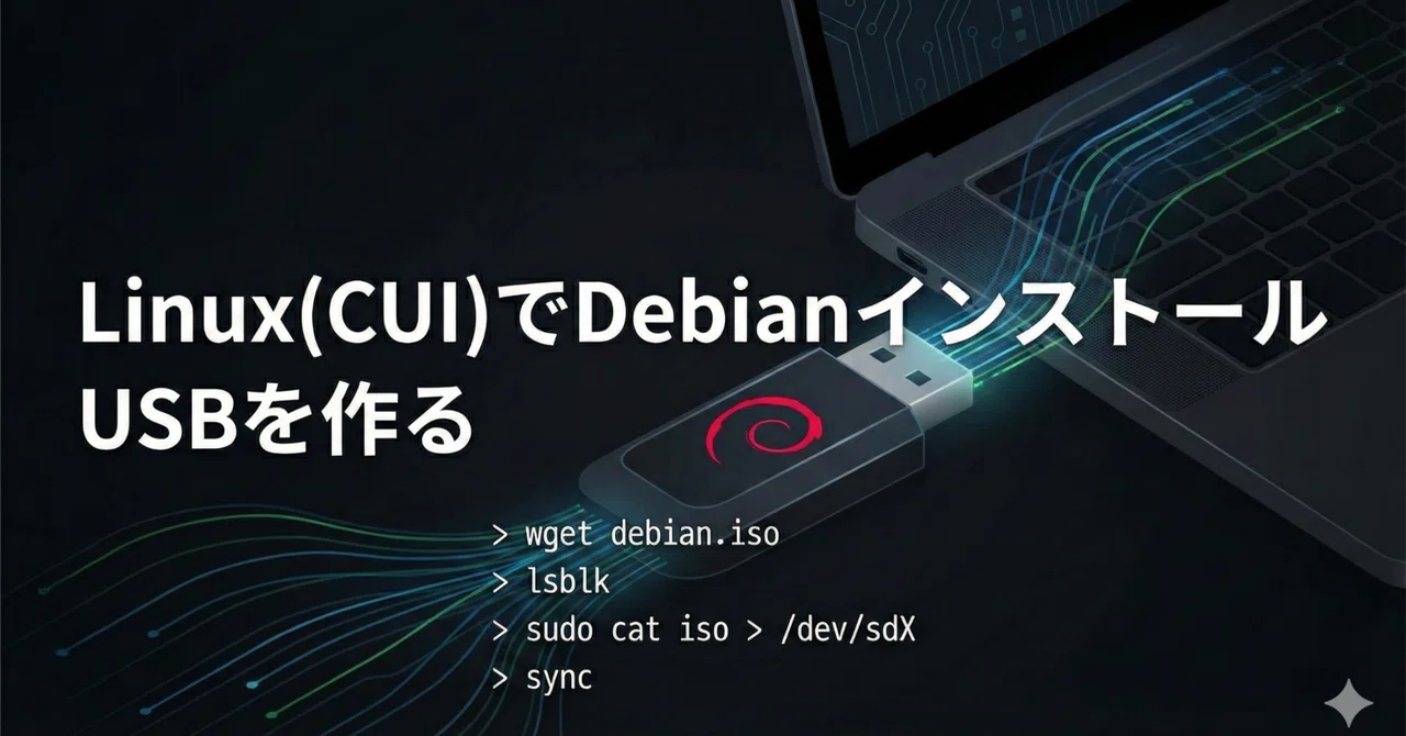 【備忘録】Linux環境(CUI)でDebianインストールUSBを作成する手順｜Yos
