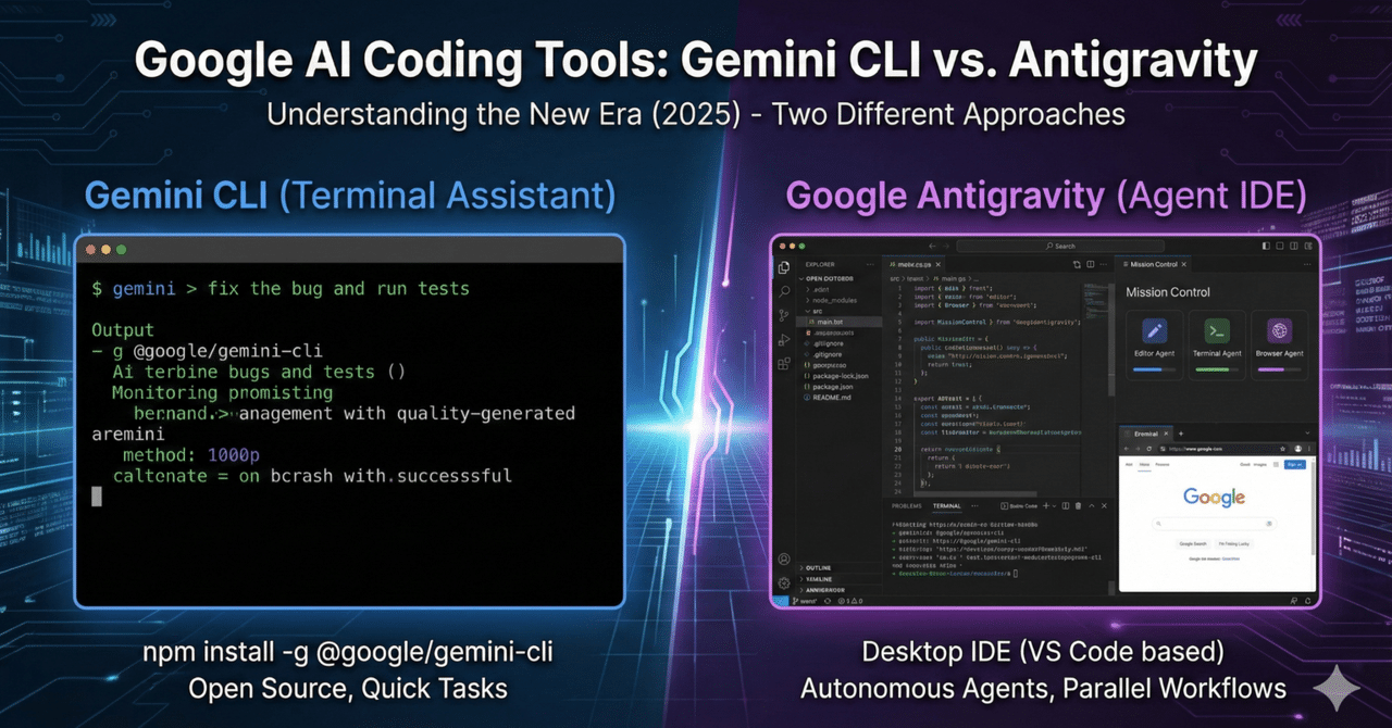 Google AntigravityとGemini CLI：AIコーディングツールの新時代を理解する｜shogaku