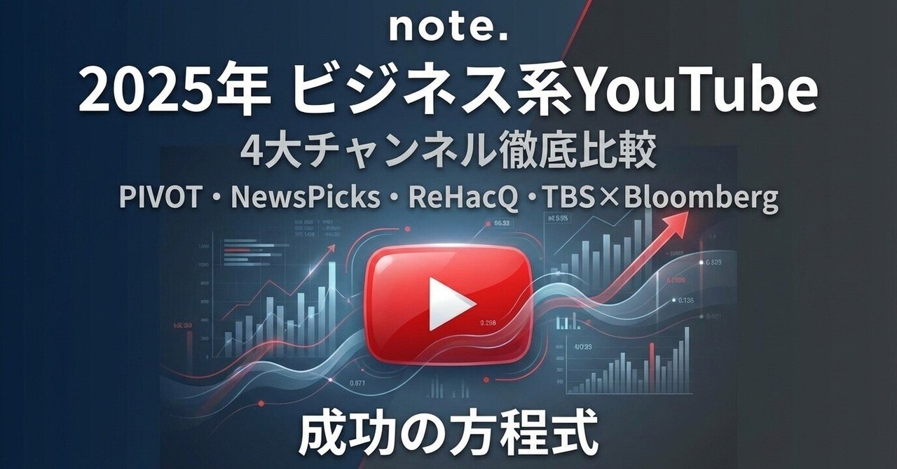 【2025年 ビジネス系YouTube4大チャンネル徹底比較】ー PIVOT・NewsPicks・ReHacQ・TBS×Bloomberg 成功の方程式｜株式会社アカツキメディアスタジオ